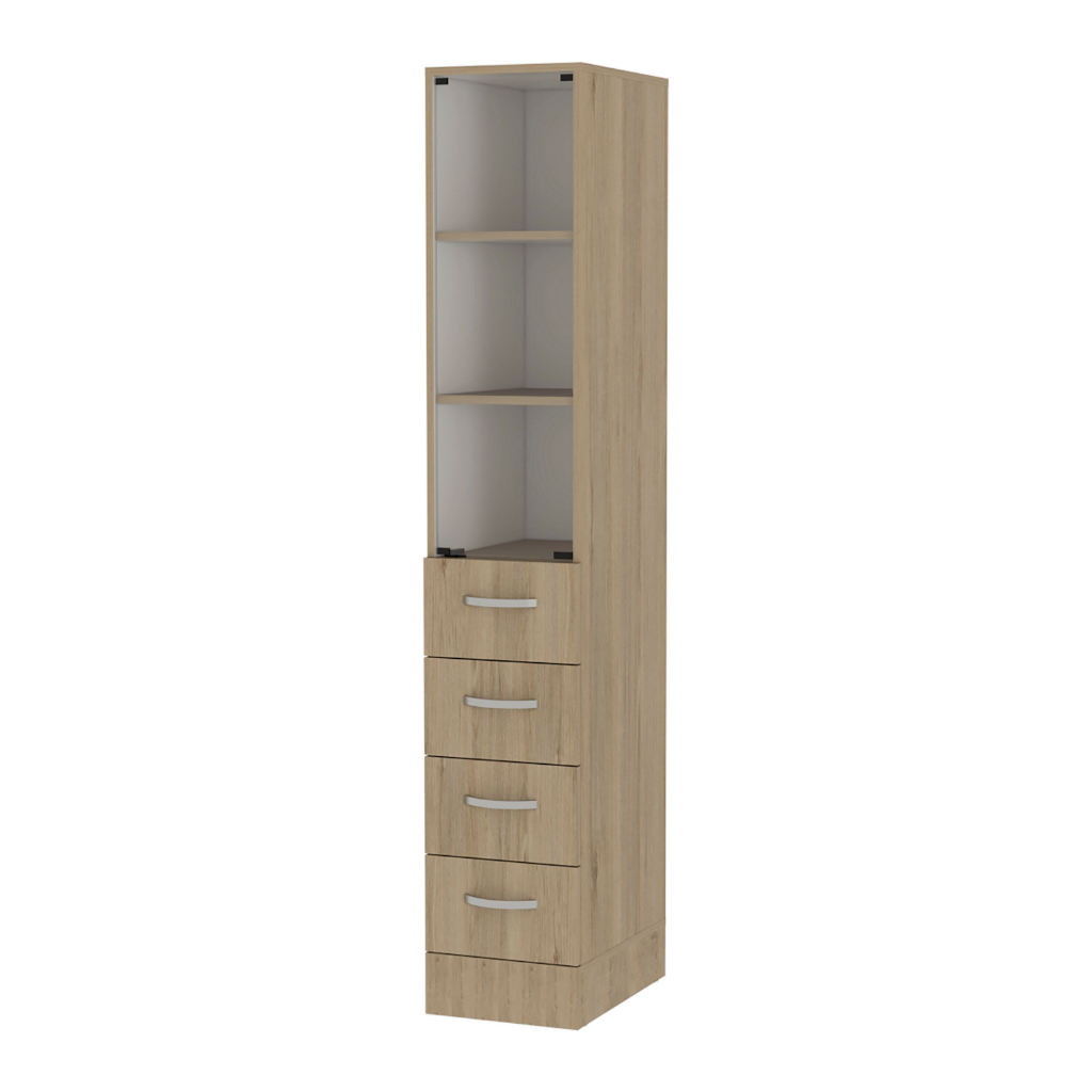 Preston Linen Cabinet, Three Shelves, Four Drawers – FM FURNITURE
