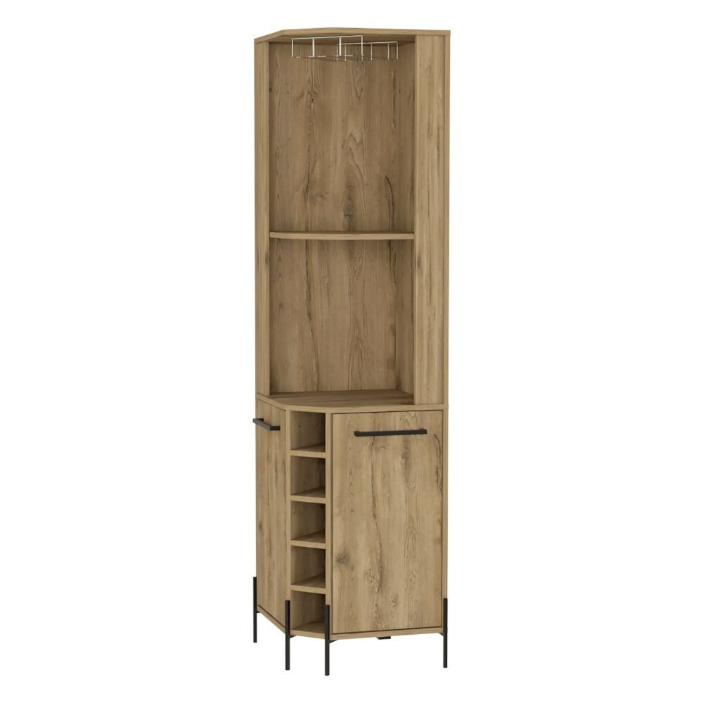 Reese Corner Bar Cabinet, Two Shelves, Double Door Cabinet, Five Wine ...
